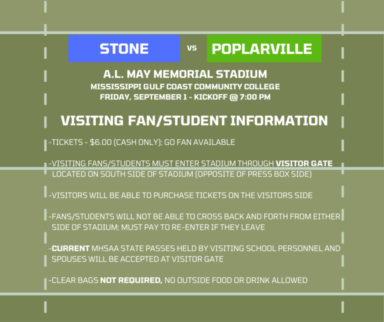 PHS Football vs. Stone Game Information – Poplarville School District